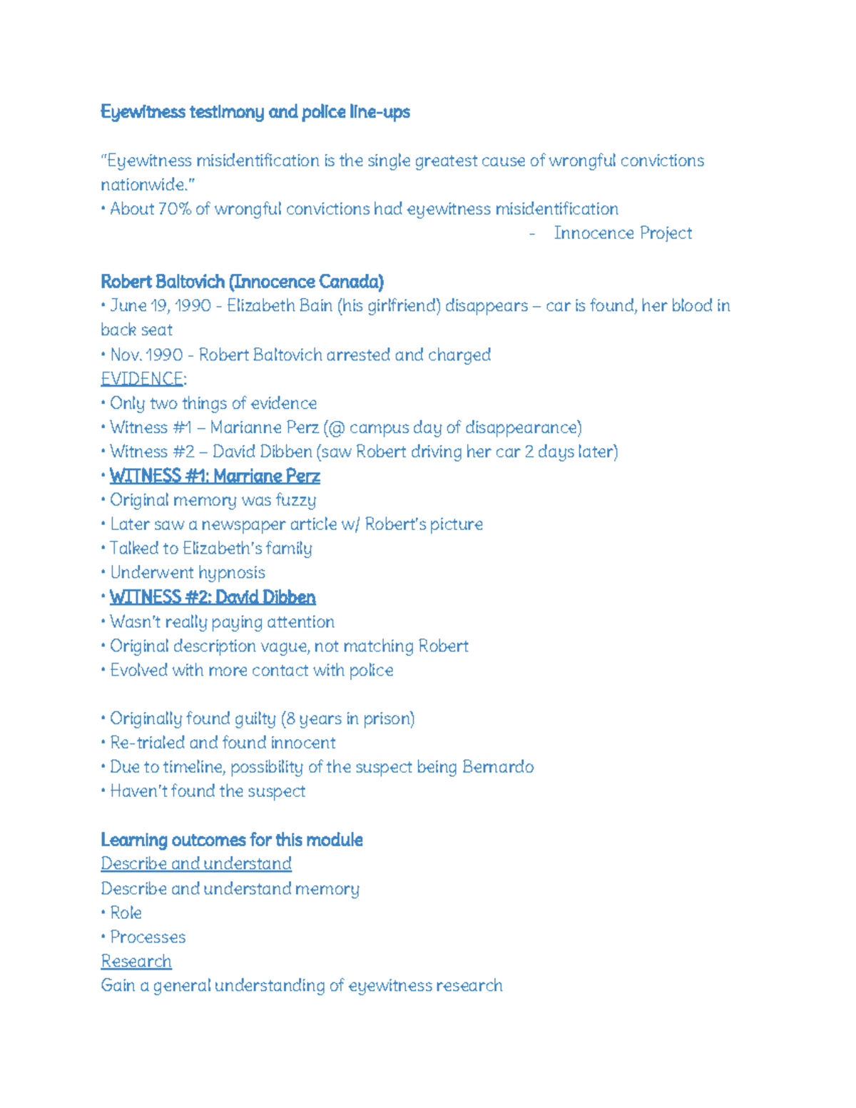 Forensic PSY 301: Eyewitness Testimony and Misidentification Analysis ...