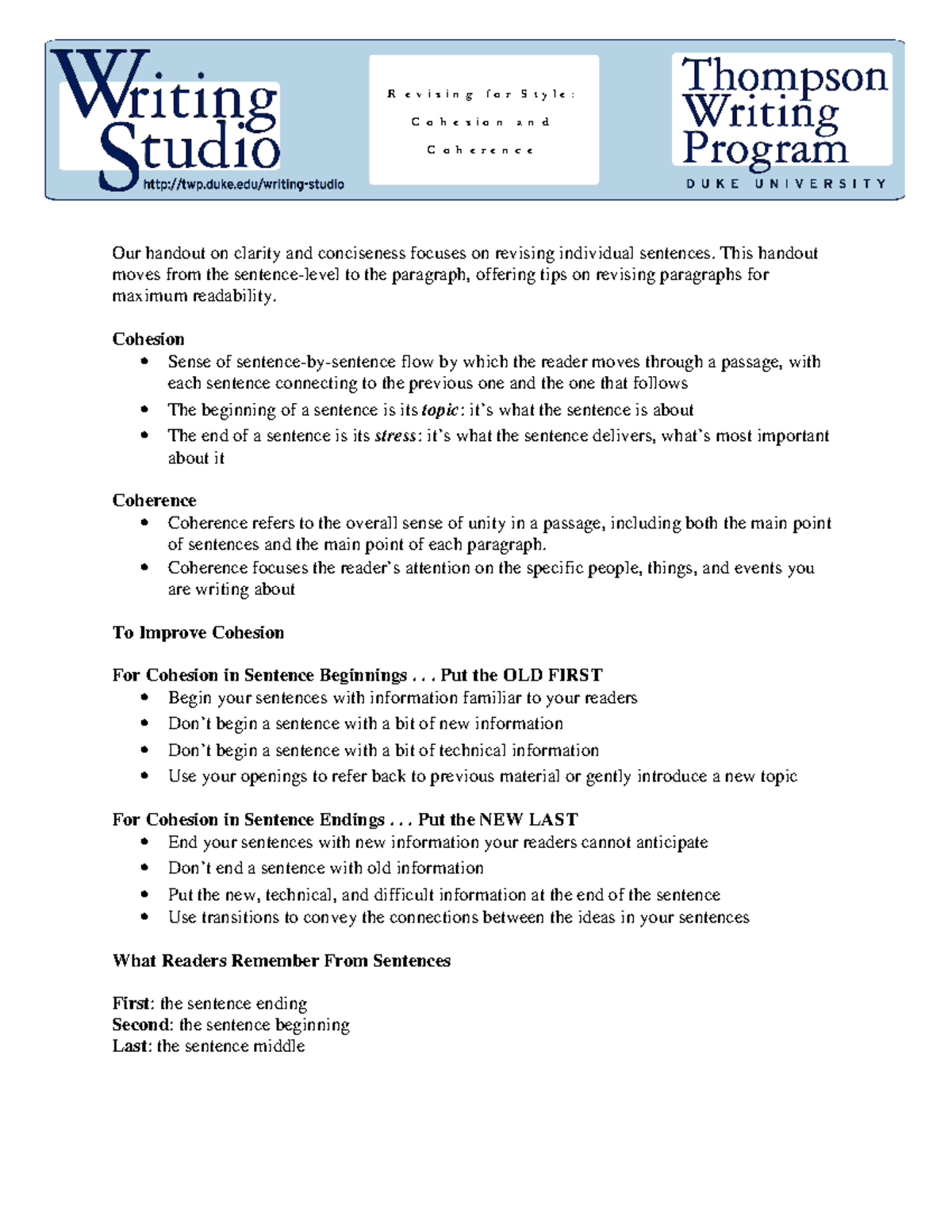 Cohesion and Coherence: Enhancing Paragraph Clarity and Flow - Studocu