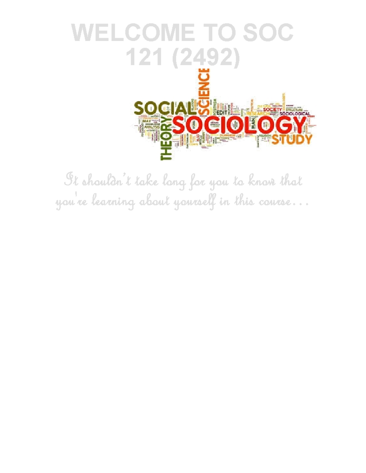 SOC 121 Lecture Notes: Introduction to Sociology and Key Theories - Studocu