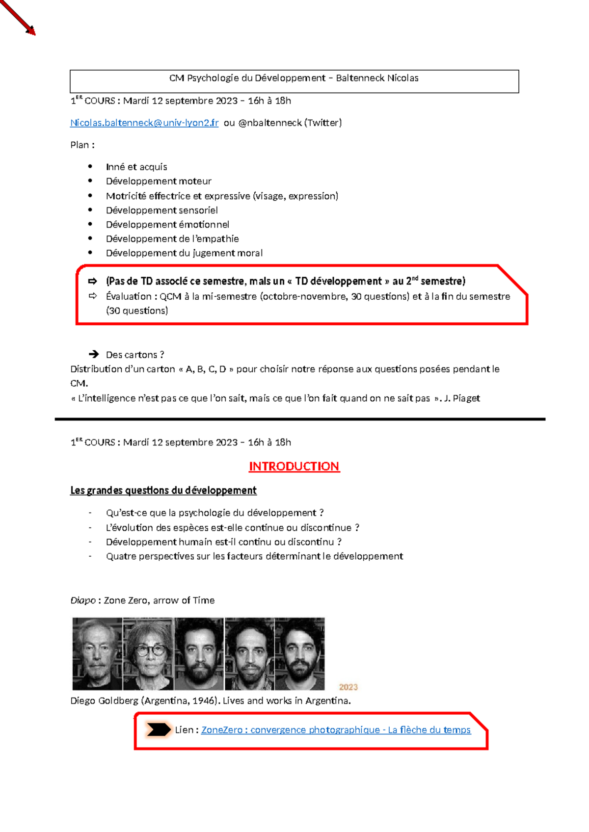 CM Cours 1 - Psychologie du Développement - CM Psychologie du ...