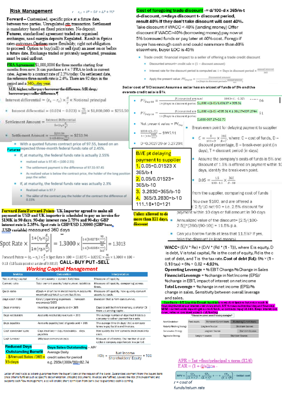 BX3136 Final Exam Prep: Seller Cost & Working Capital Management - Studocu