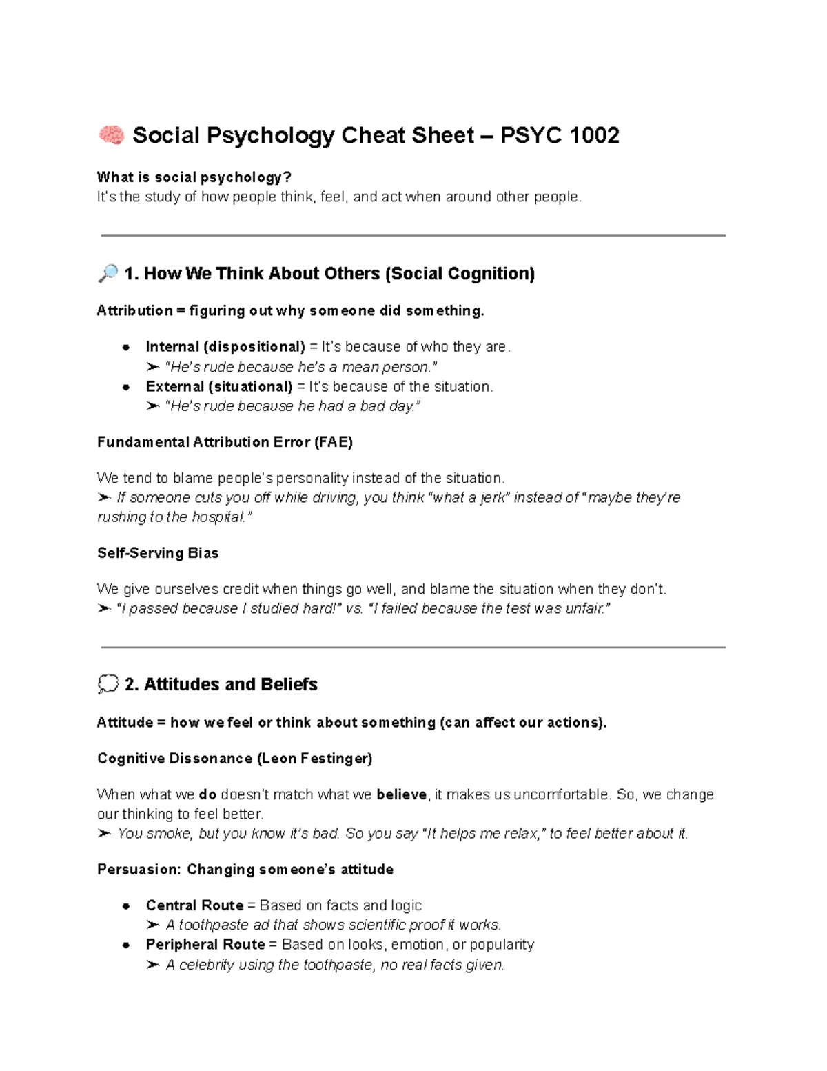 PSYCH 1002 Final Exam Study Guide - Social Psychology & Stress Notes ...