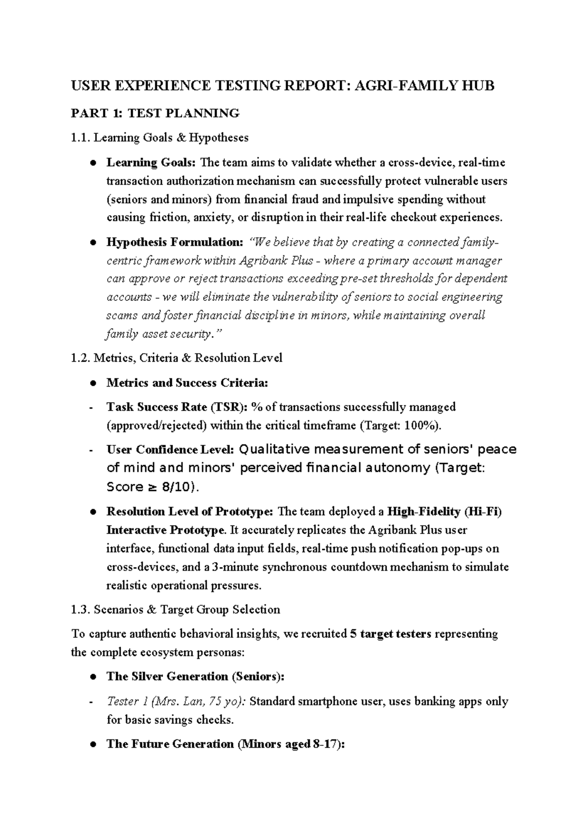 Design Thinking Final Presentation: User Experience Testing Report ...