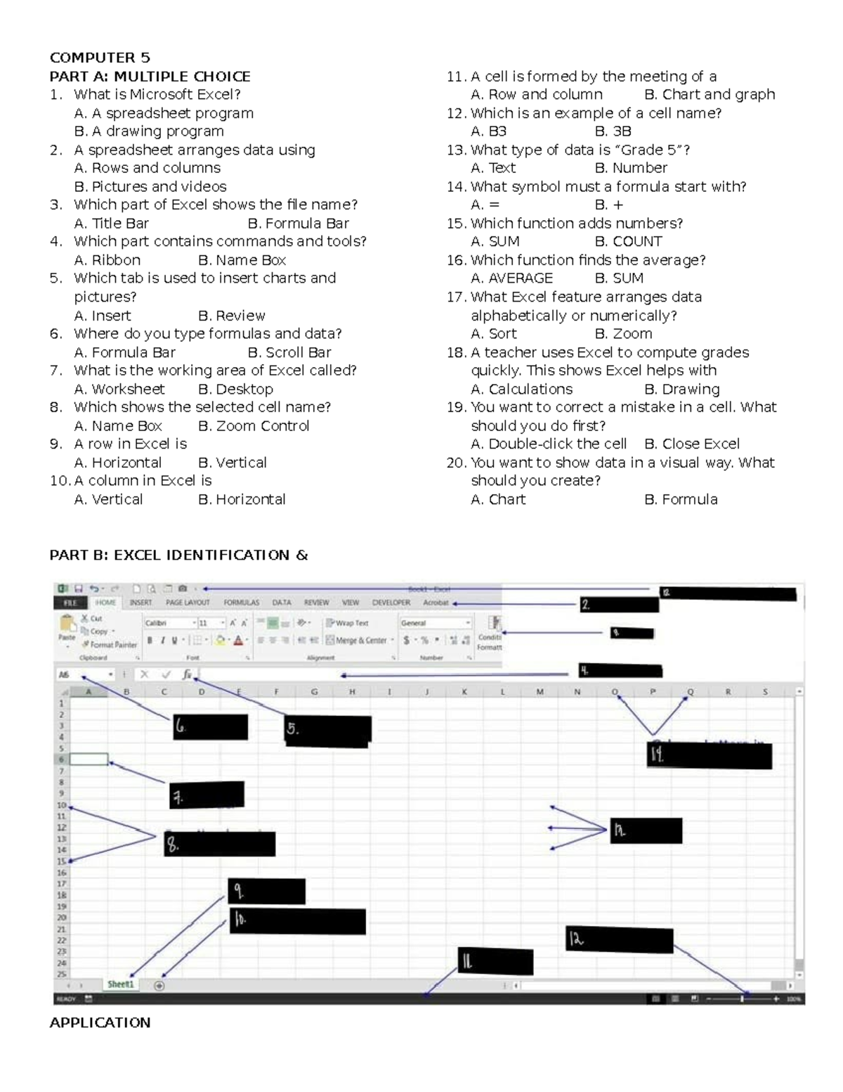 COMPUTER 5: EXCEL MULTIPLE CHOICE & IDENTIFICATION QUESTIONS - Studocu