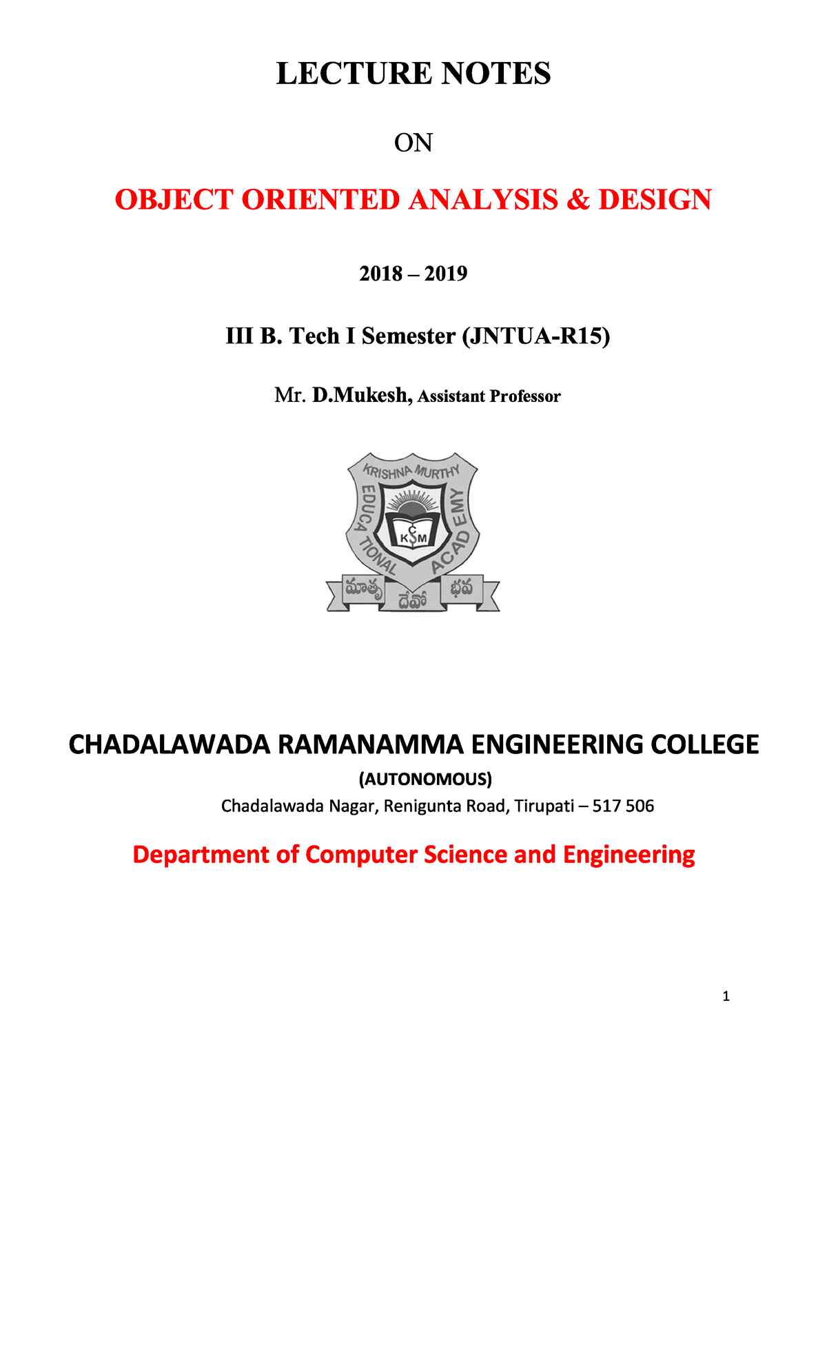 OOAD Study Material for Comprehensive Understanding - Studocu