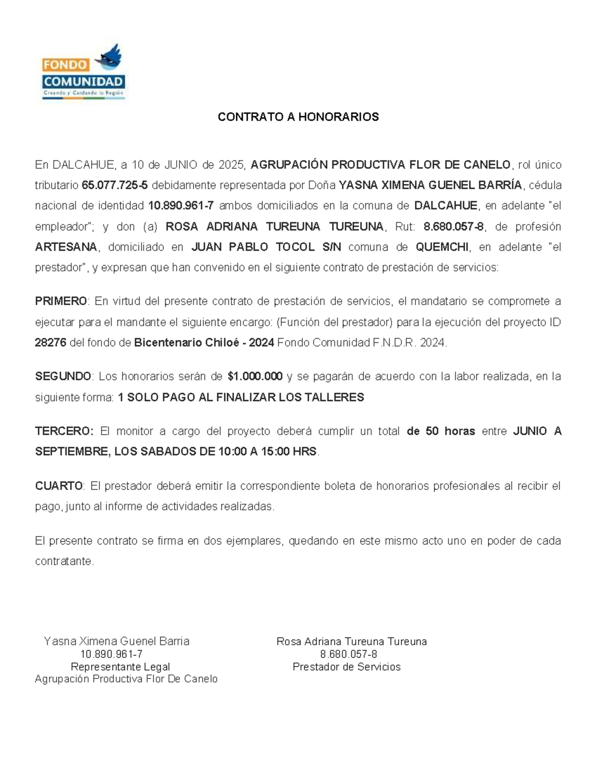 Contrato de Prestación de Servicios - ID 28276 - Agrupación Flor de ...