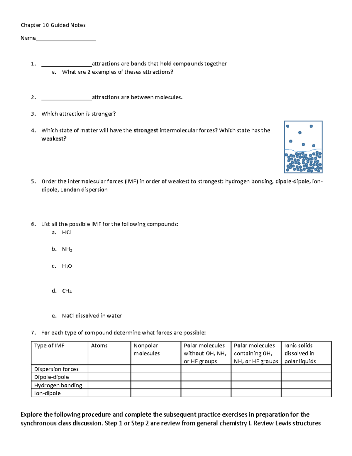 Chapter 10 Guided Notes - Liquids & Intermolecular Forces Problems ...
