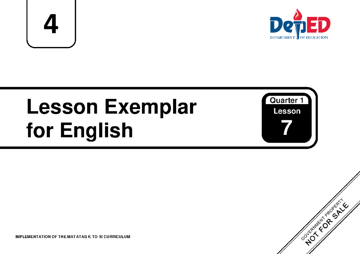 Q1 LE English 4 Lesson 7 Exemplar: Visual Texts & Lines - Studocu