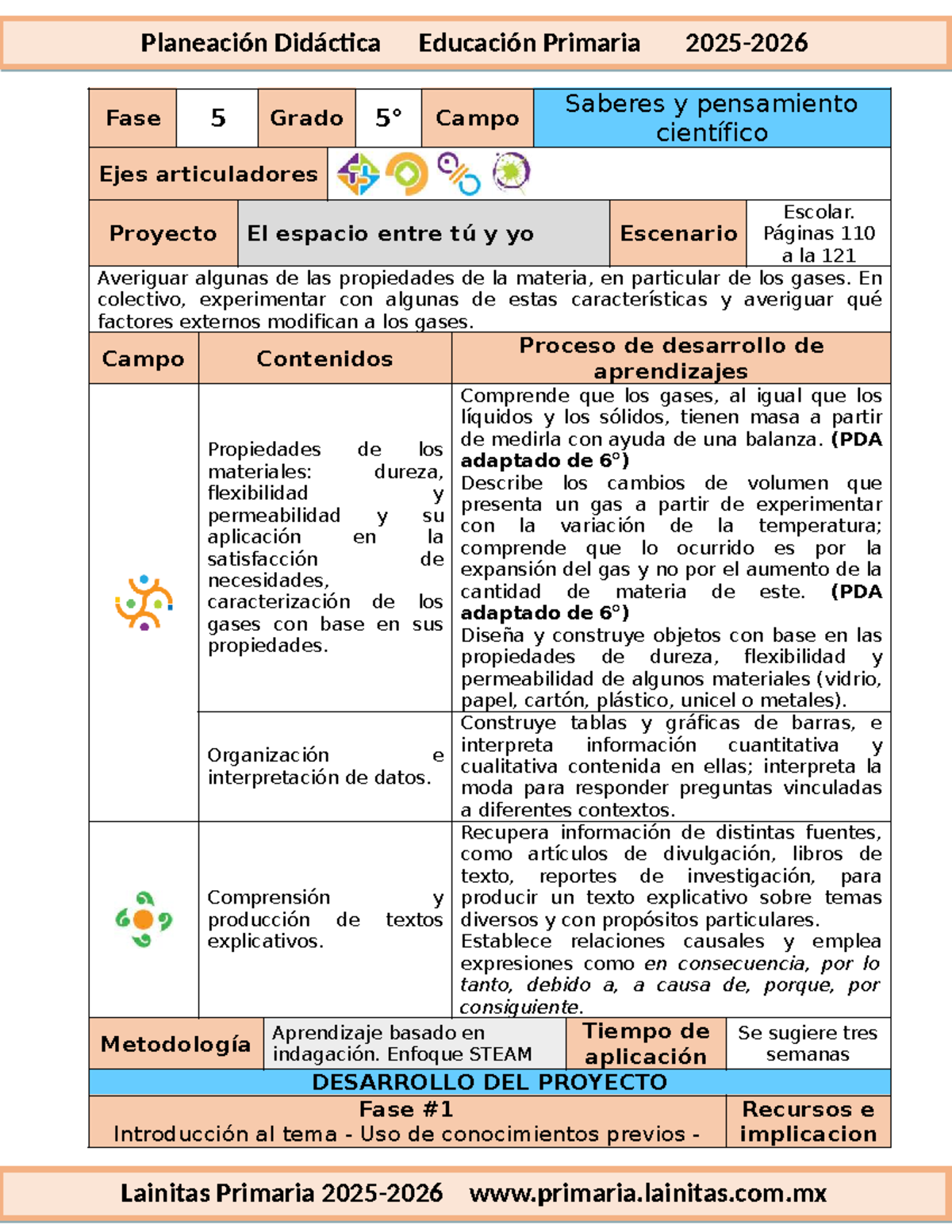 Planeación Didáctica Fase 5: Propiedades de los Gases en 5to Grado ...