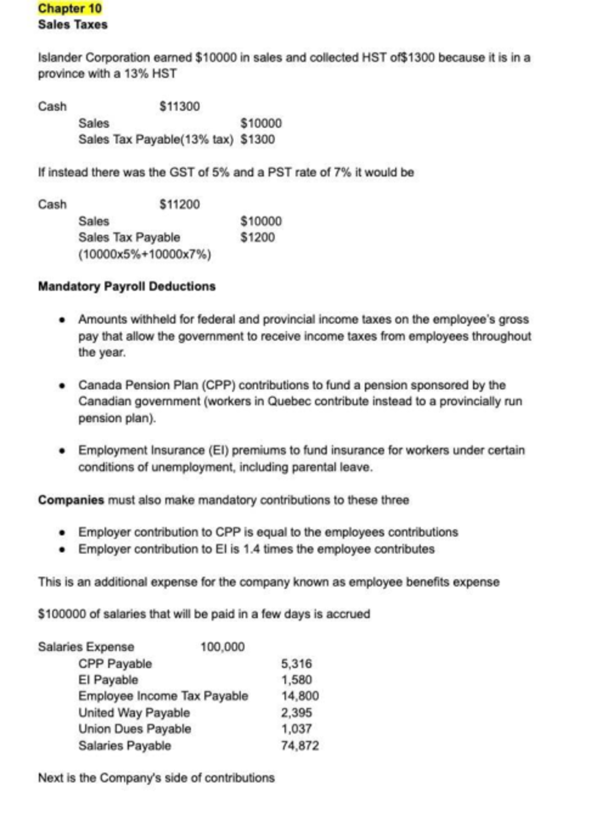 Chapter 10: Sales Taxes and Payroll Deductions in Financial Accounting ...