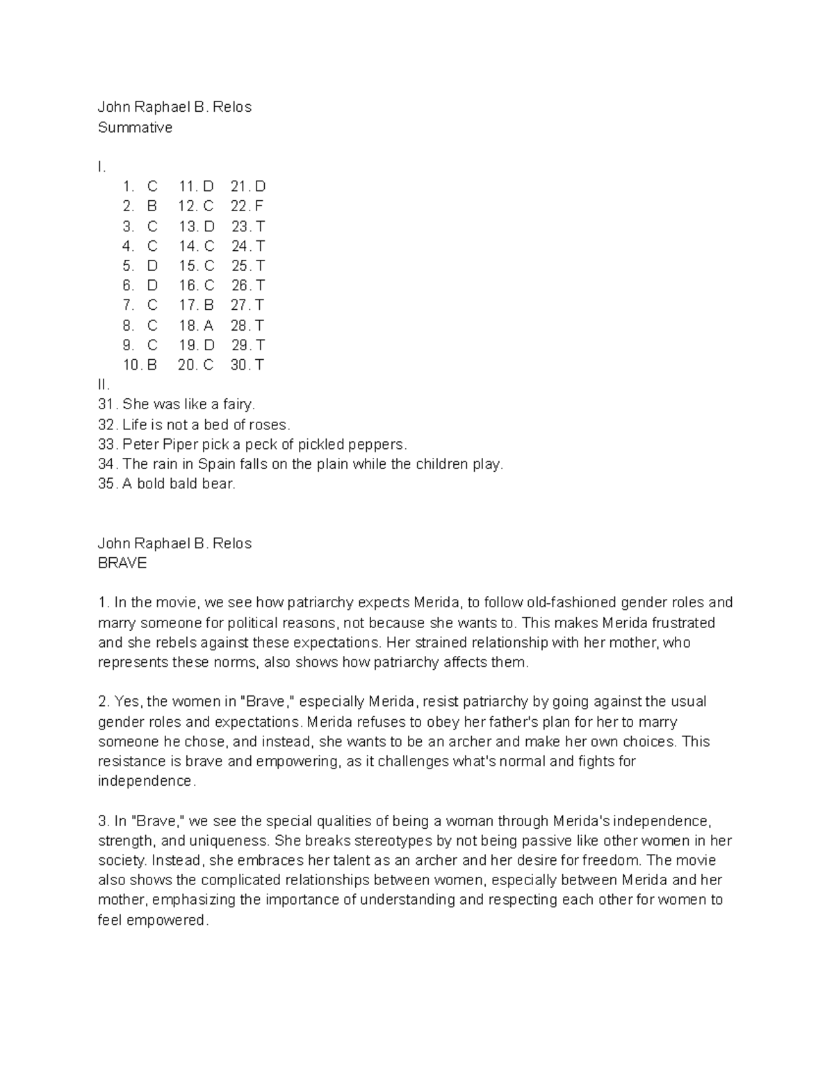 Relos, JOHN Raphael B. Summative and Brave - John Raphael B. Relos ...