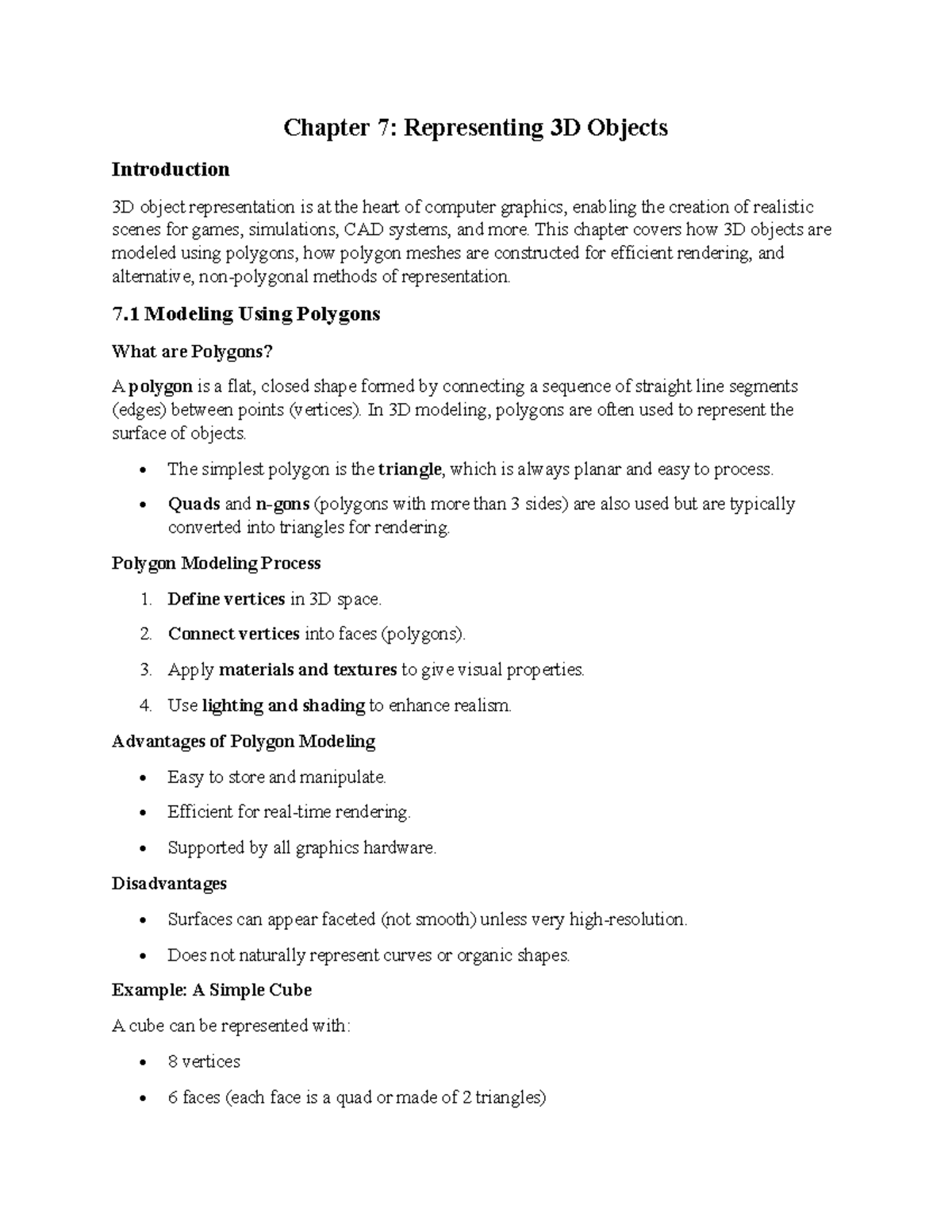 Chapter 7: 3D Object Representation Techniques in Computer Graphics - Studocu