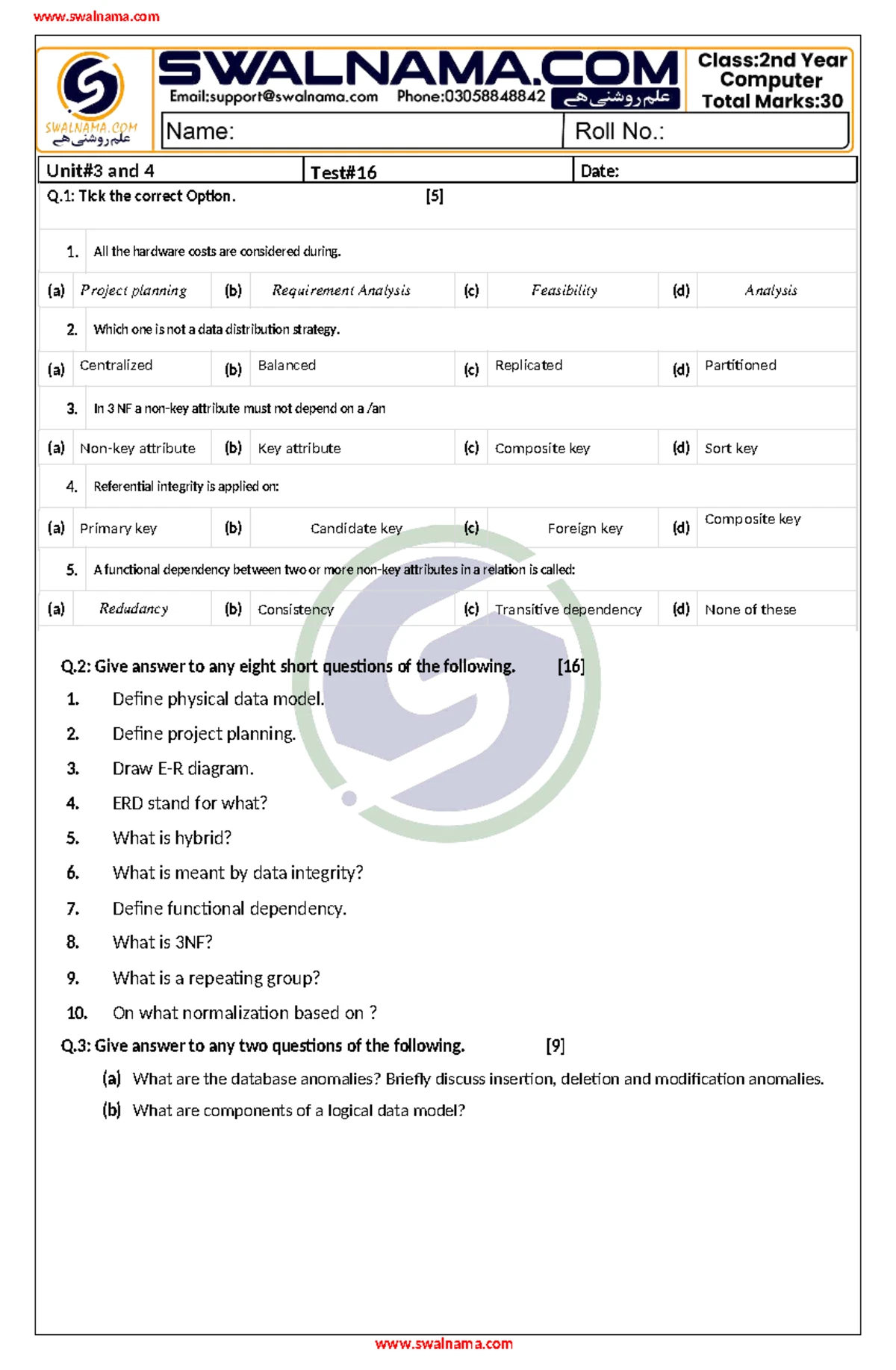 T18 Computer Science 2nd Year Past Papers chapter 7 and 8 2nd year ...