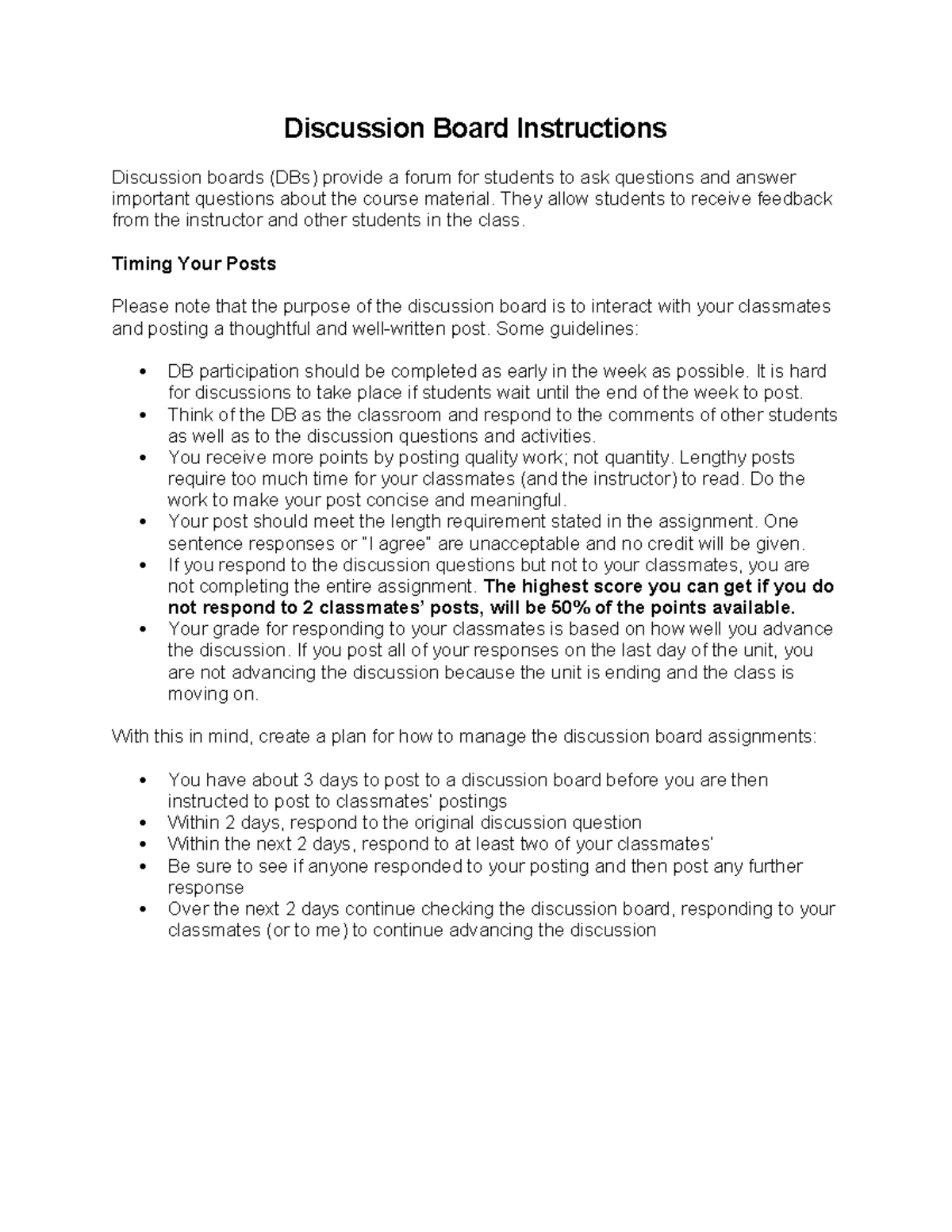 COM 101 Discussion Board Participation Guidelines and Tips - Studocu