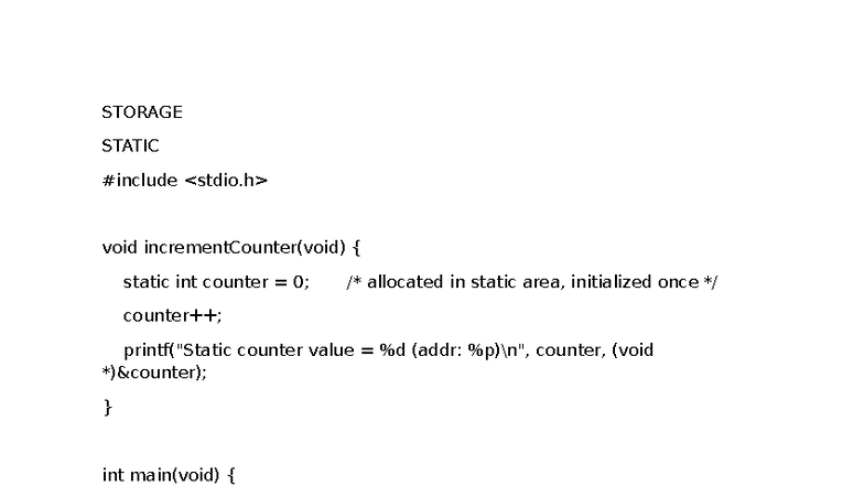 Compiler Design: Static Storage and Memory Management Concepts - Studocu