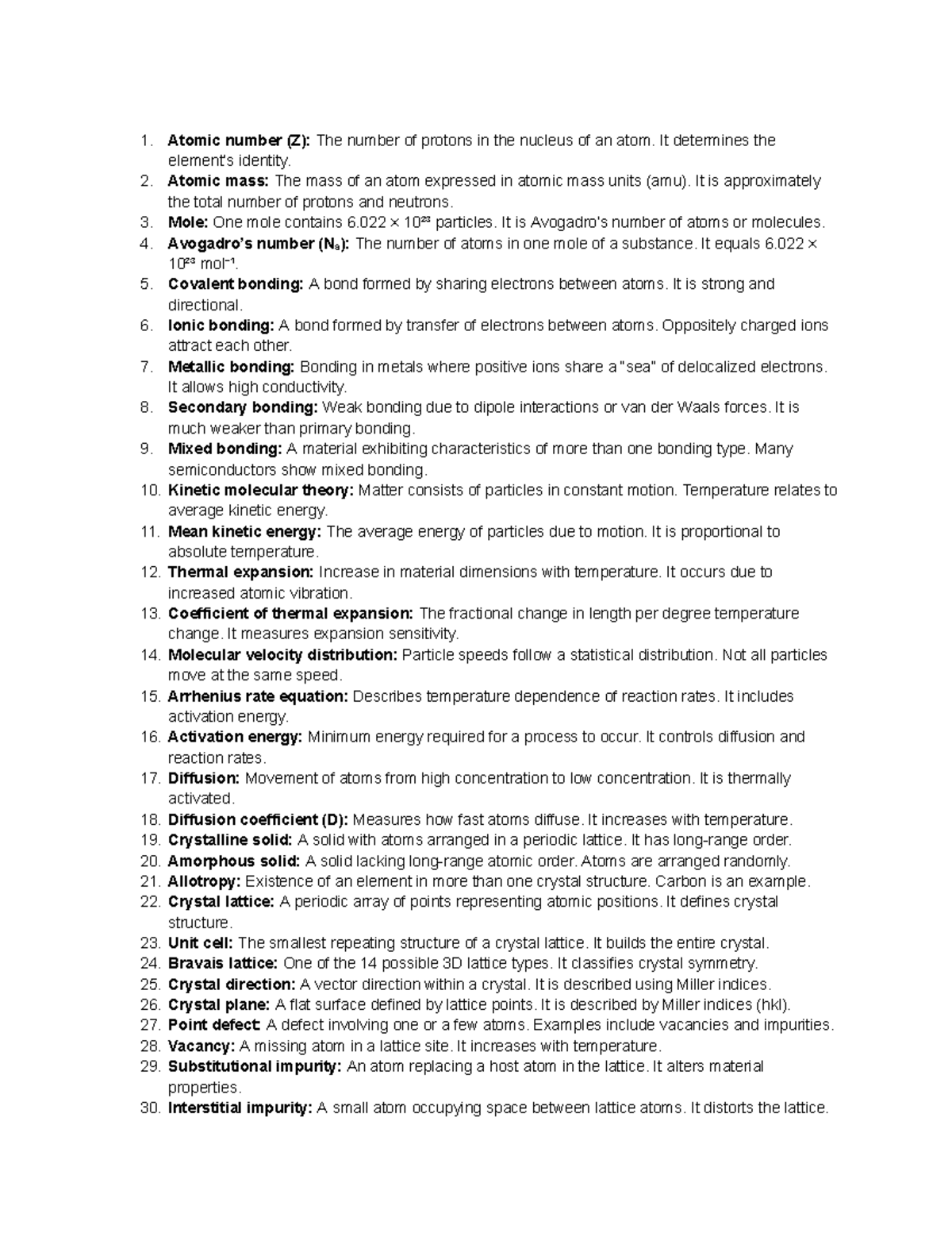 Lecture Notes on Atomic Structure and Electrical Conductivity (ENG 101 ...