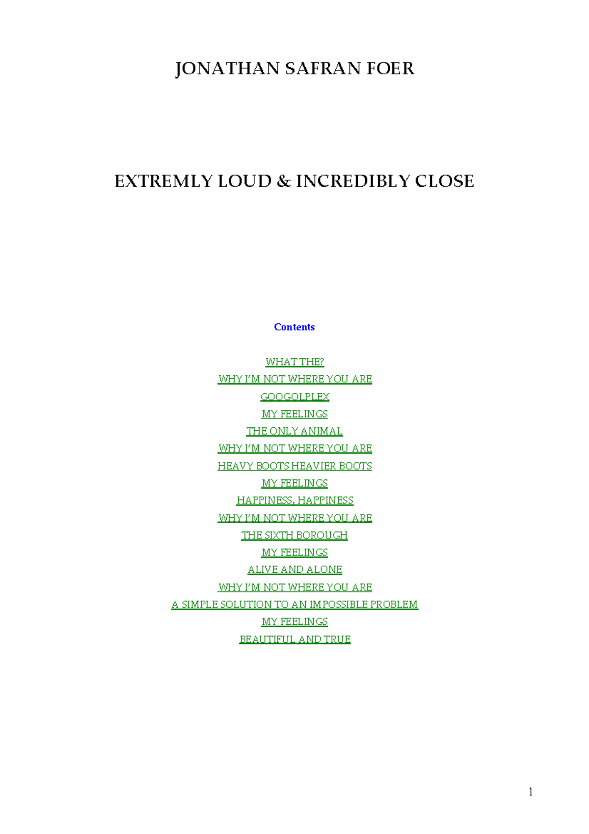 Extremely Loud and Incredibly Close: Insights and Analysis (ENG 101 ...