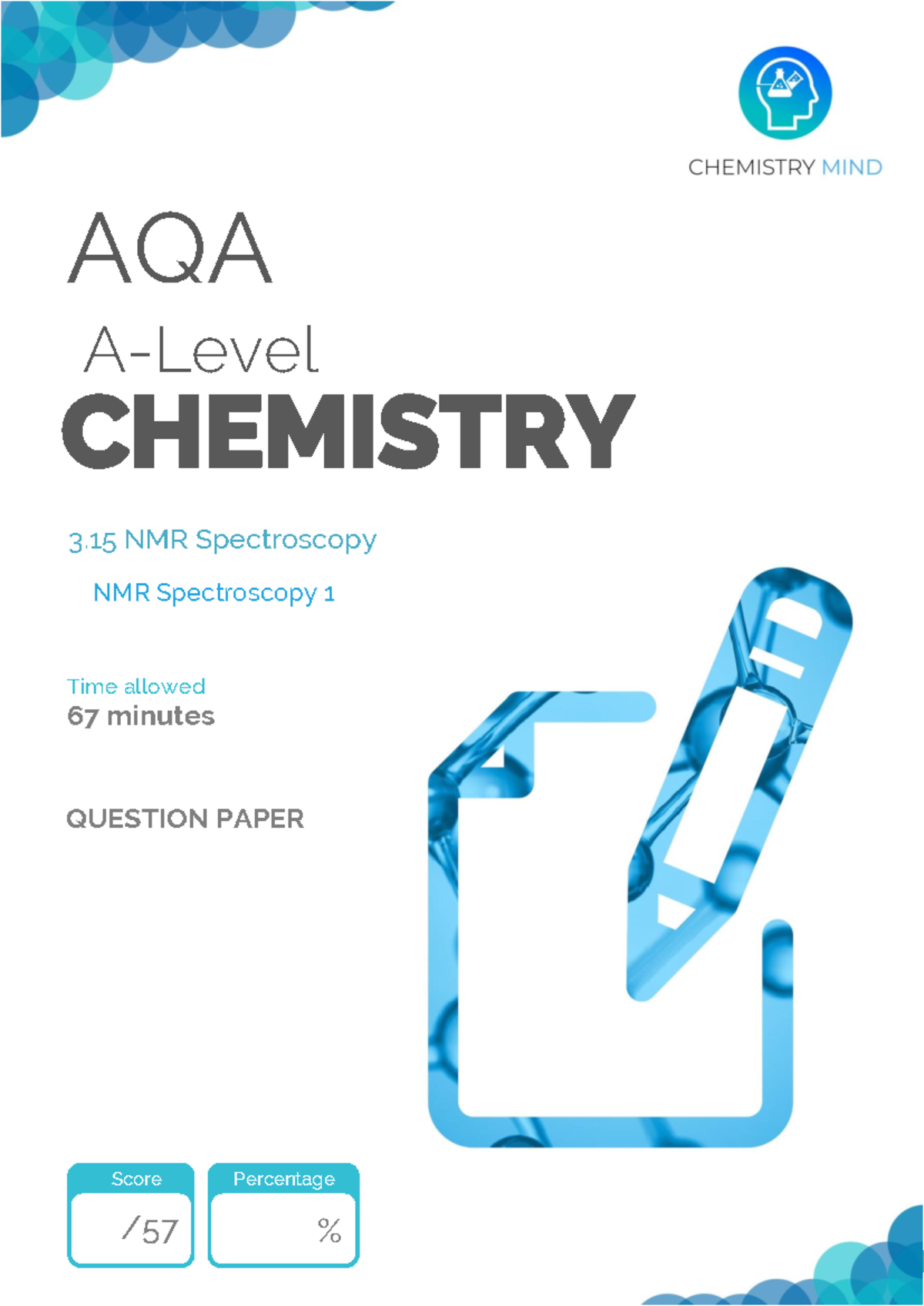 AQA CHEMISTRY 3.15 NMR Spectroscopy Question Paper - Studocu