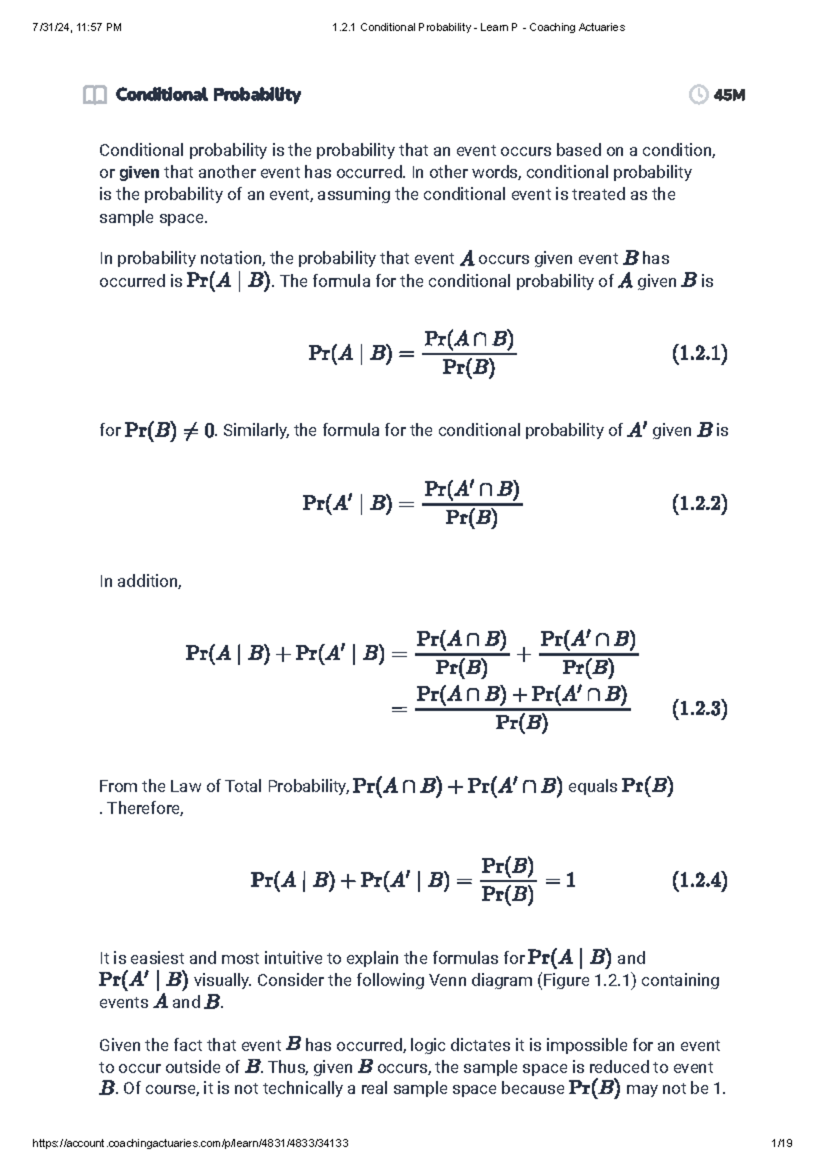 1.2.1 Conditional Probability - Learn P - Coaching Actuaries Notes ...