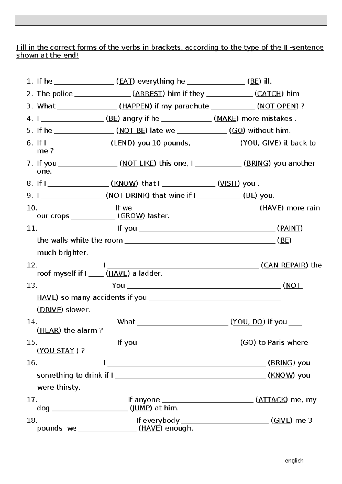 If008 - Verb Tenses Practice and Conditional Sentences - Studocu