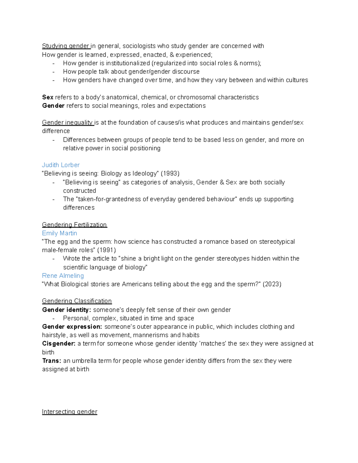SOCI2410 - Understanding Gender: Concepts, Theories, and Social ...