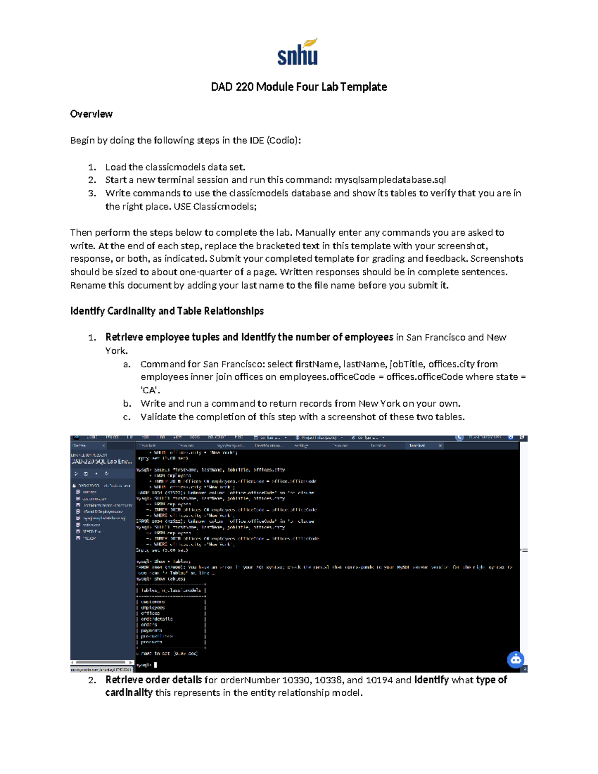 DAD 220 Module Four Lab: Cardinality & Table Relationships Overview - Studocu