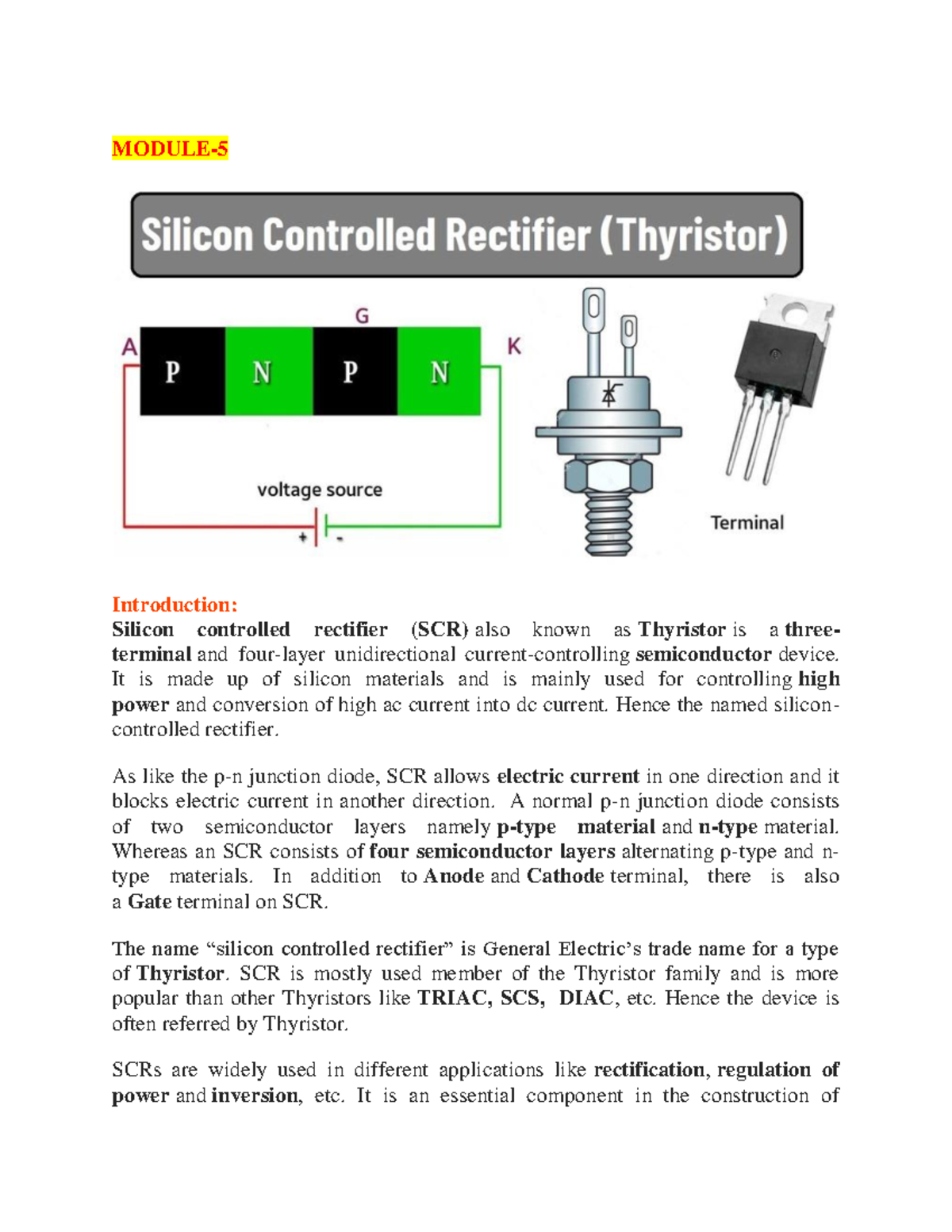 Module 5: Understanding Silicon Controlled Rectifiers (SCRs) and IGBTs ...