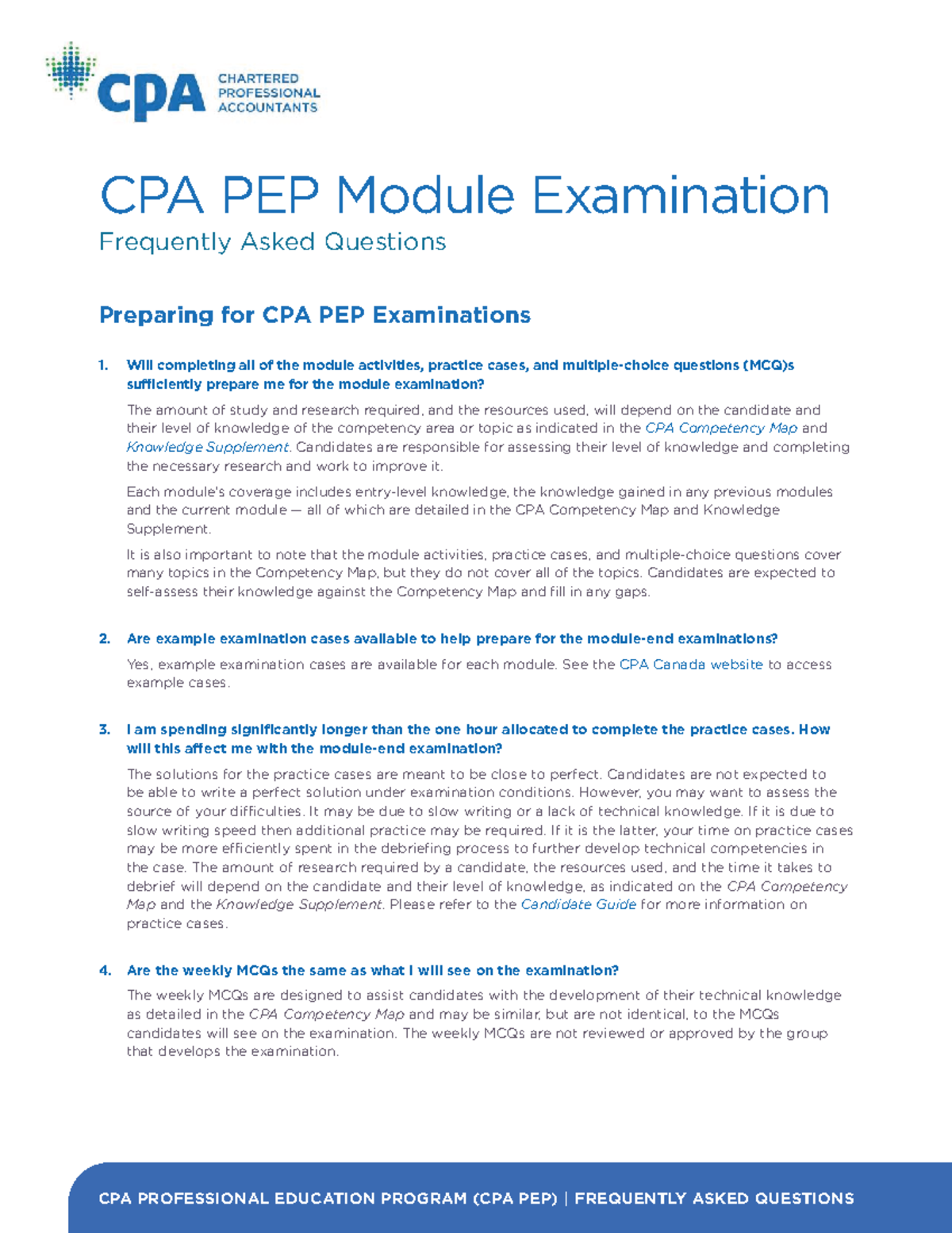 CPA PEP Module Examination FAQs: Preparation & Insights - Studocu