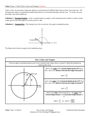 Notes on Topic 3.3: Sine and Cosine Functions Explained - Studocu