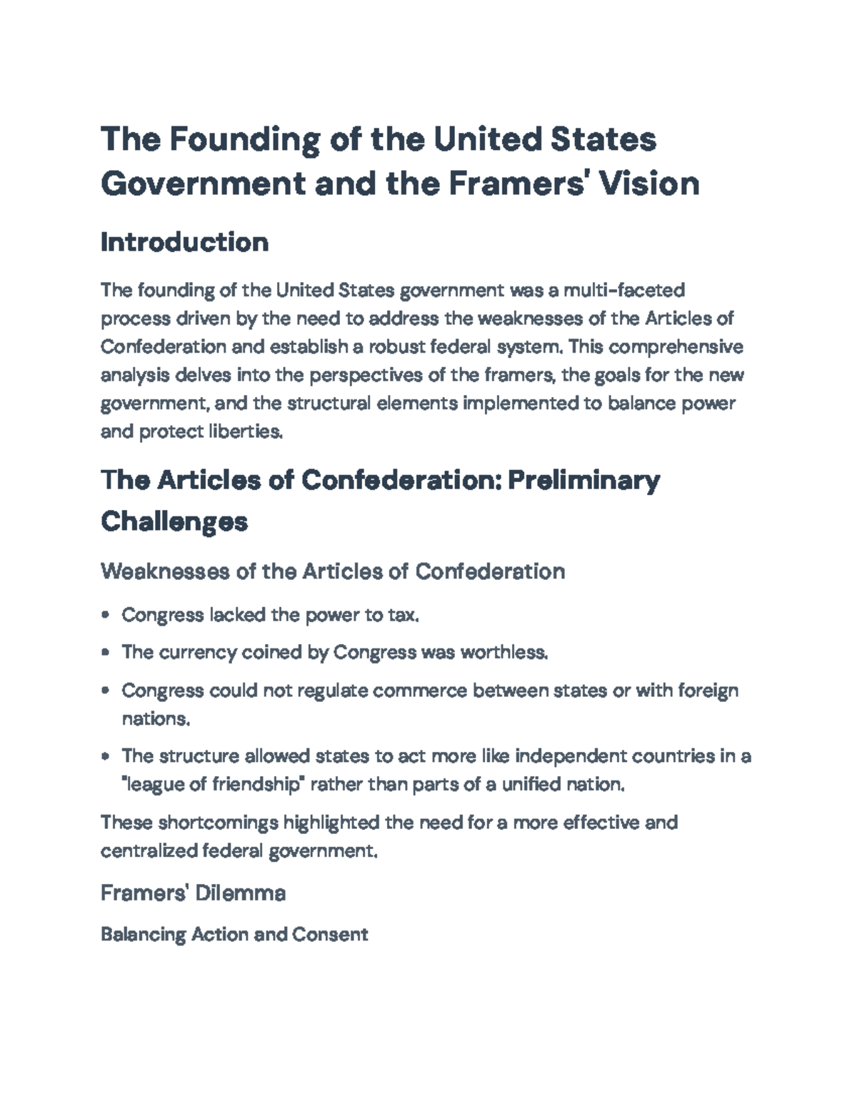 Founding Principles of the U.S. Government: A Comprehensive Analysis ...