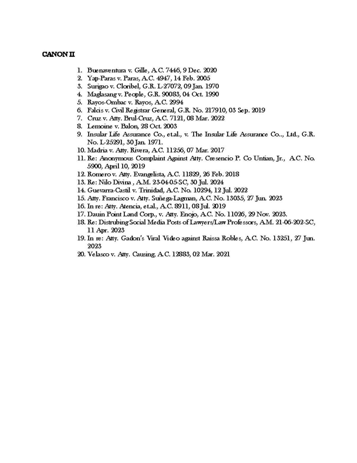 Case List for Sep: Assigned Cases (A.C. & G.R. Numbers) - Studocu