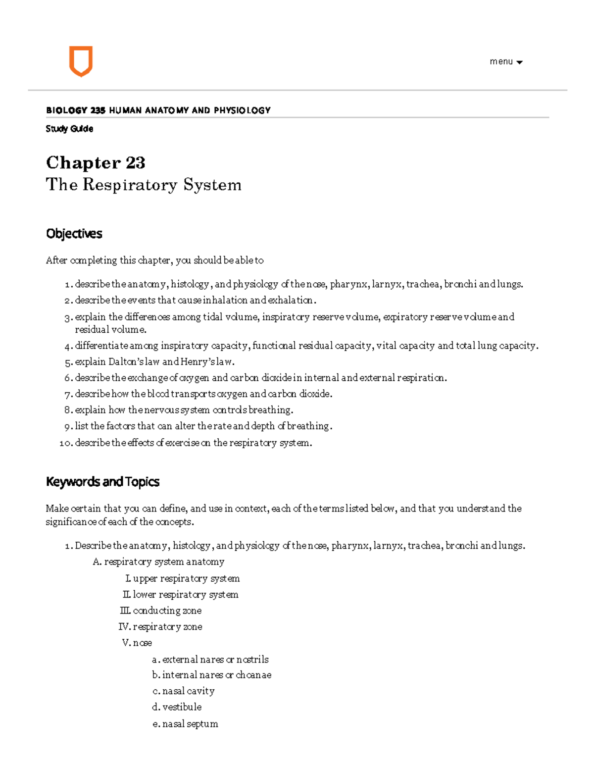 Chapter 23 - menu BIOLOGY 235 H U M A N A N A T O M Y A N D P H Y S I O ...