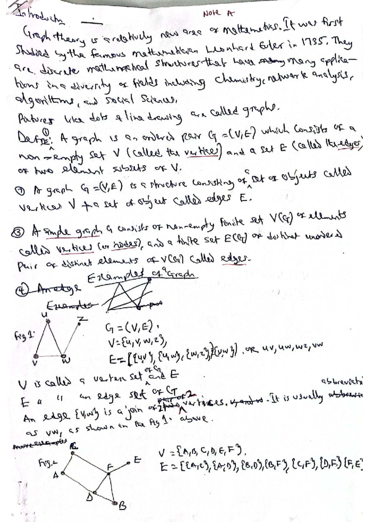 MATH 425 - Introduction to Graph Theory Concepts and Definitions - Studocu