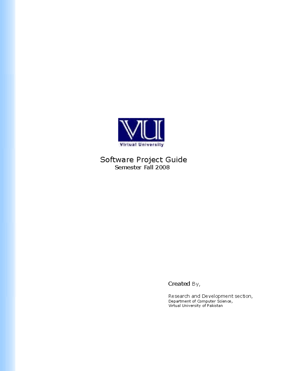 Final Project Guide For Cs619 Fall 2008 Software Development