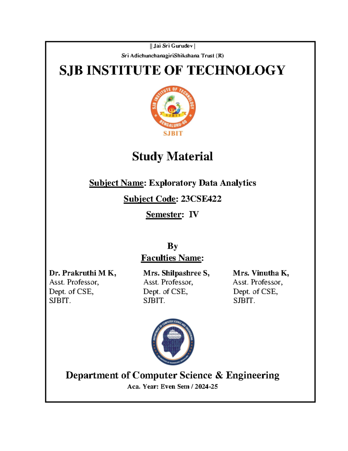 Exploratory Data Analytics (23CSE422) Module 4: Time Series Analysis QB - Studocu