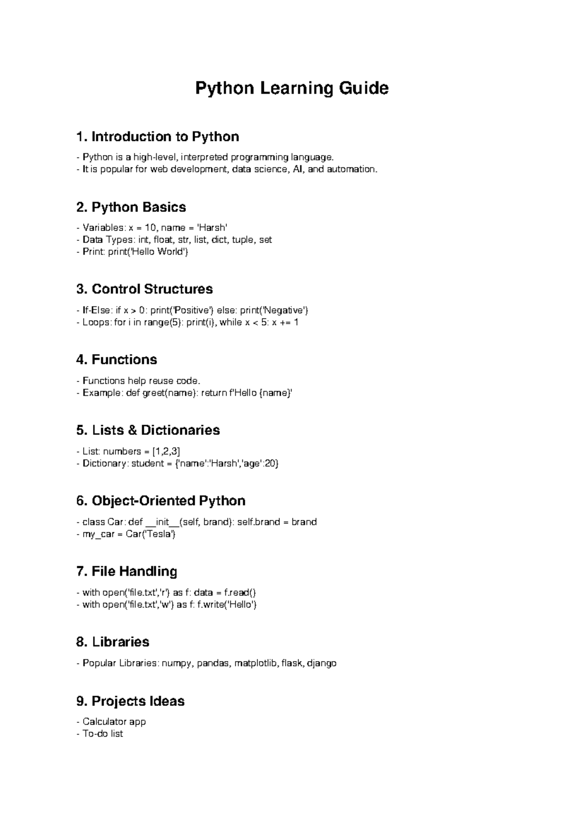 Python Learning Guide: Intro to Python Programming Basics - Studocu