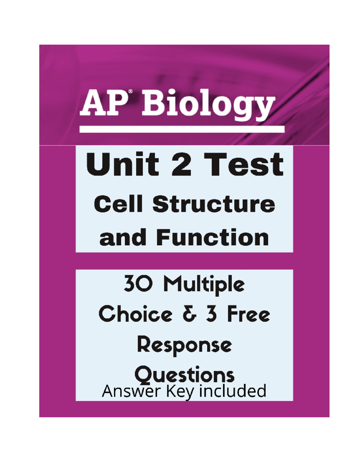APBiology Unit 2Test Cellular Structureand Function-1 - BIOLOGY SECTION ...