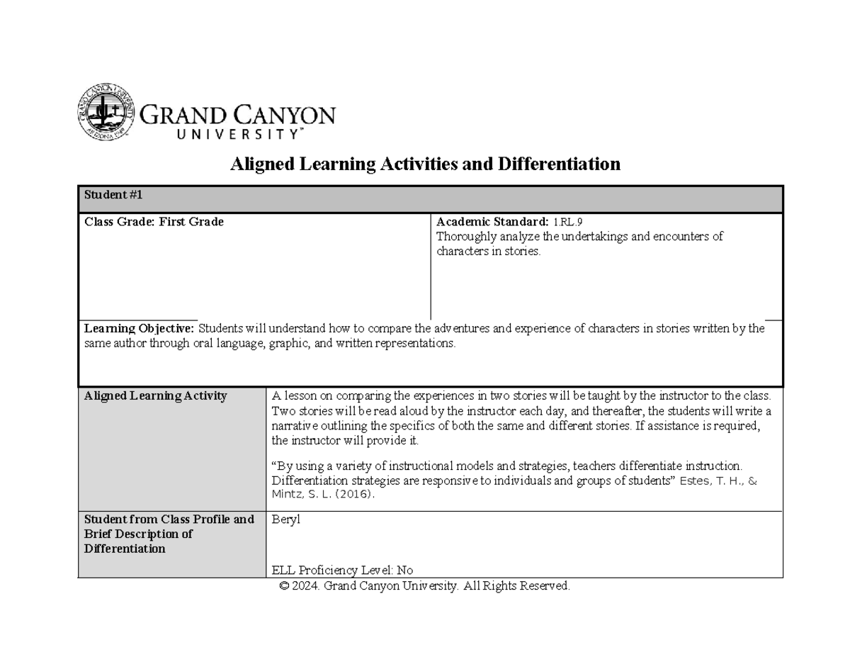 ELM-210-D-T5: Differentiated Activities for First Grade Reading - Studocu