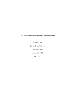 HU245 Ethical Theory Comparison Chart Unit 2 - HU245: Ethical Theories ...