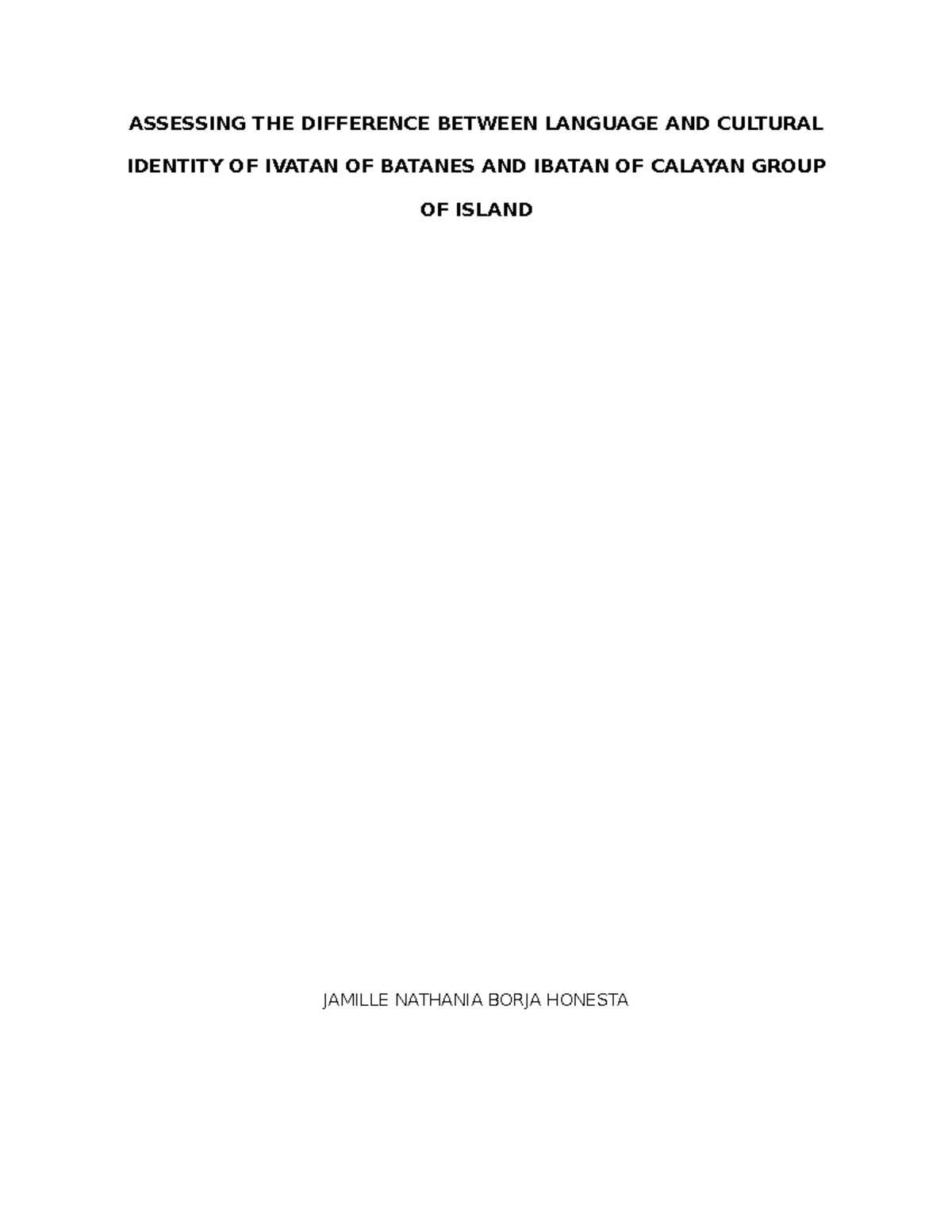 Cultural & Language Identity of Ivatan & Ibatan: Chapter I Analysis ...