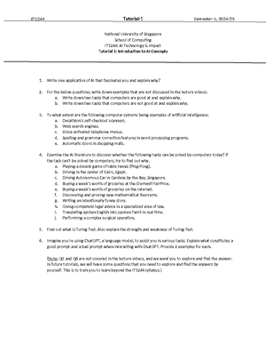 IT1244 - finals notes only from week 4 content onwards - WEEK 4 – AI AS ...