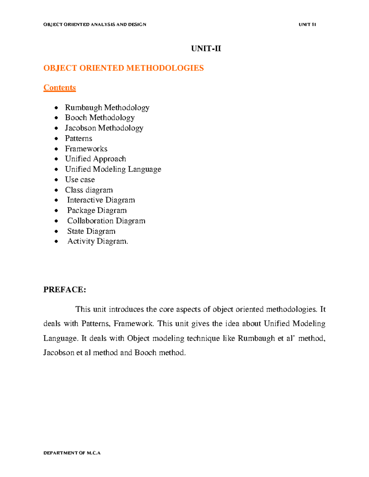 CH2 - Object Oriented Methodologies Overview - Unit II Notes - Studocu