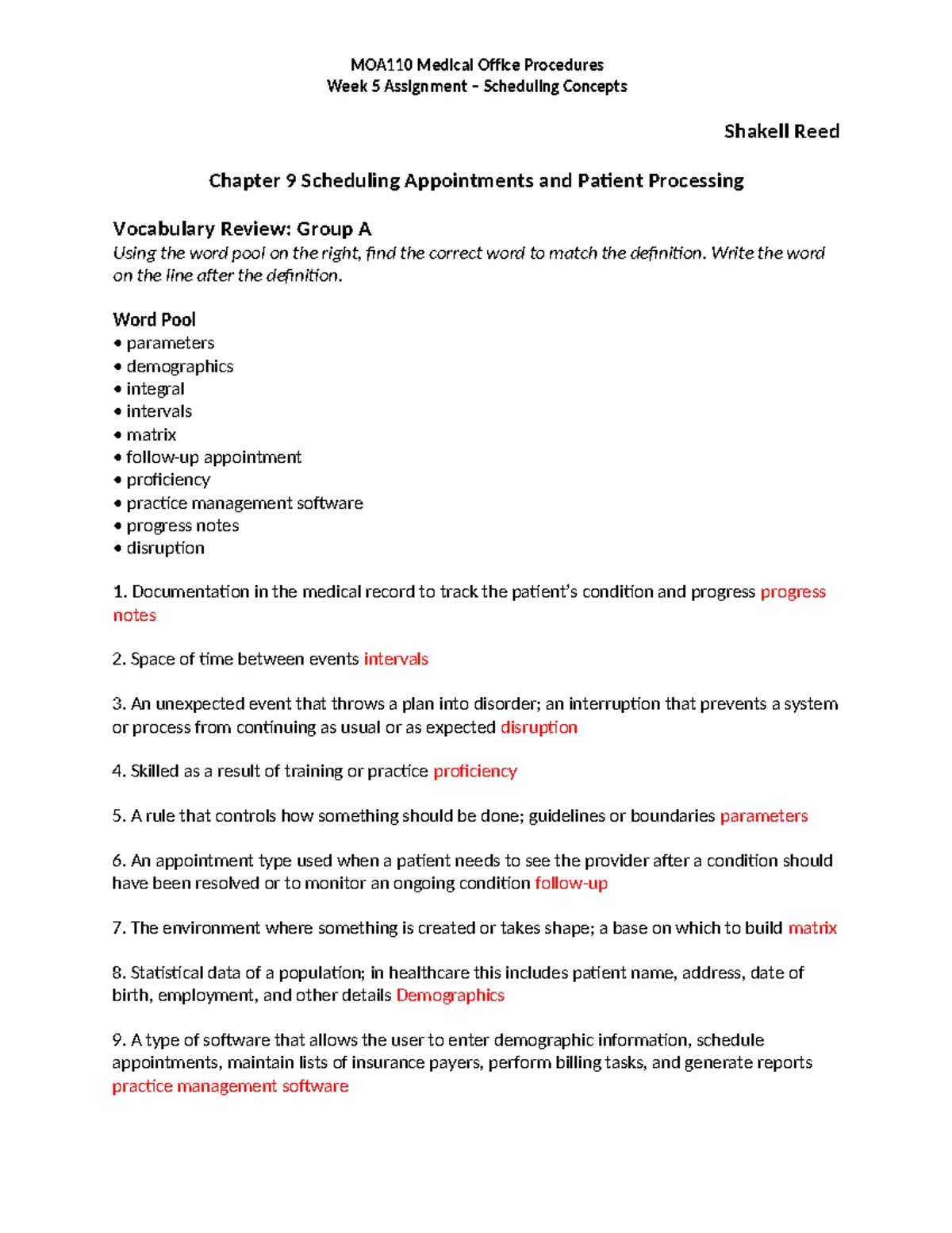 MOA110 Week 6 Assignment: Medical Office Procedures Overview - Studocu
