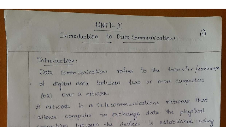 DCCN Unit I - Introduction to Data Communications - Studocu