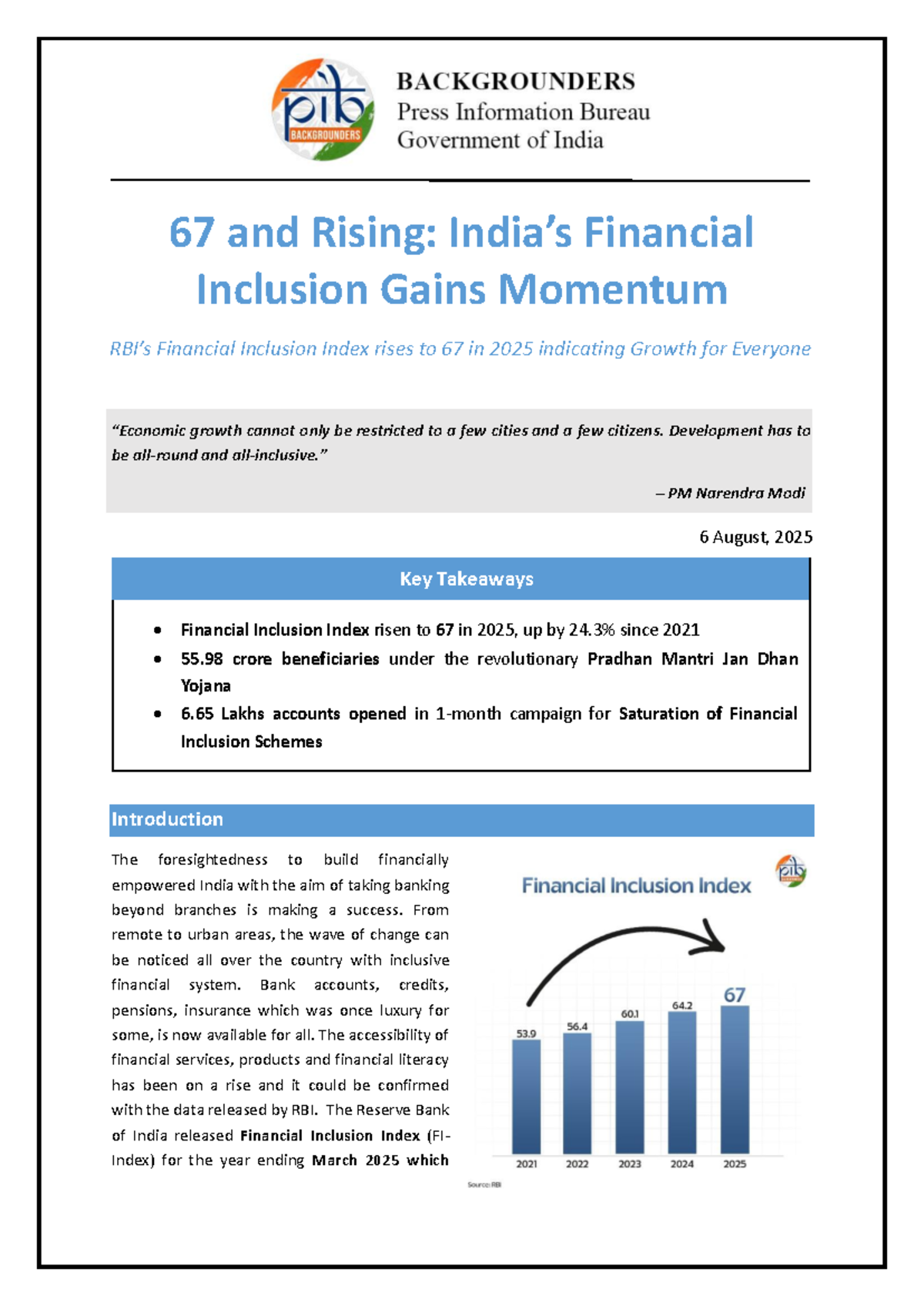 Financial Inclusion Index 2025: Progress and Key Initiatives - Studocu