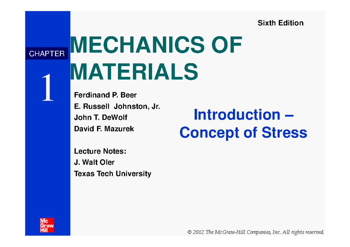 Mechanics of Materials: Stress Analysis Lecture Notes (ENGR 002) - Studocu