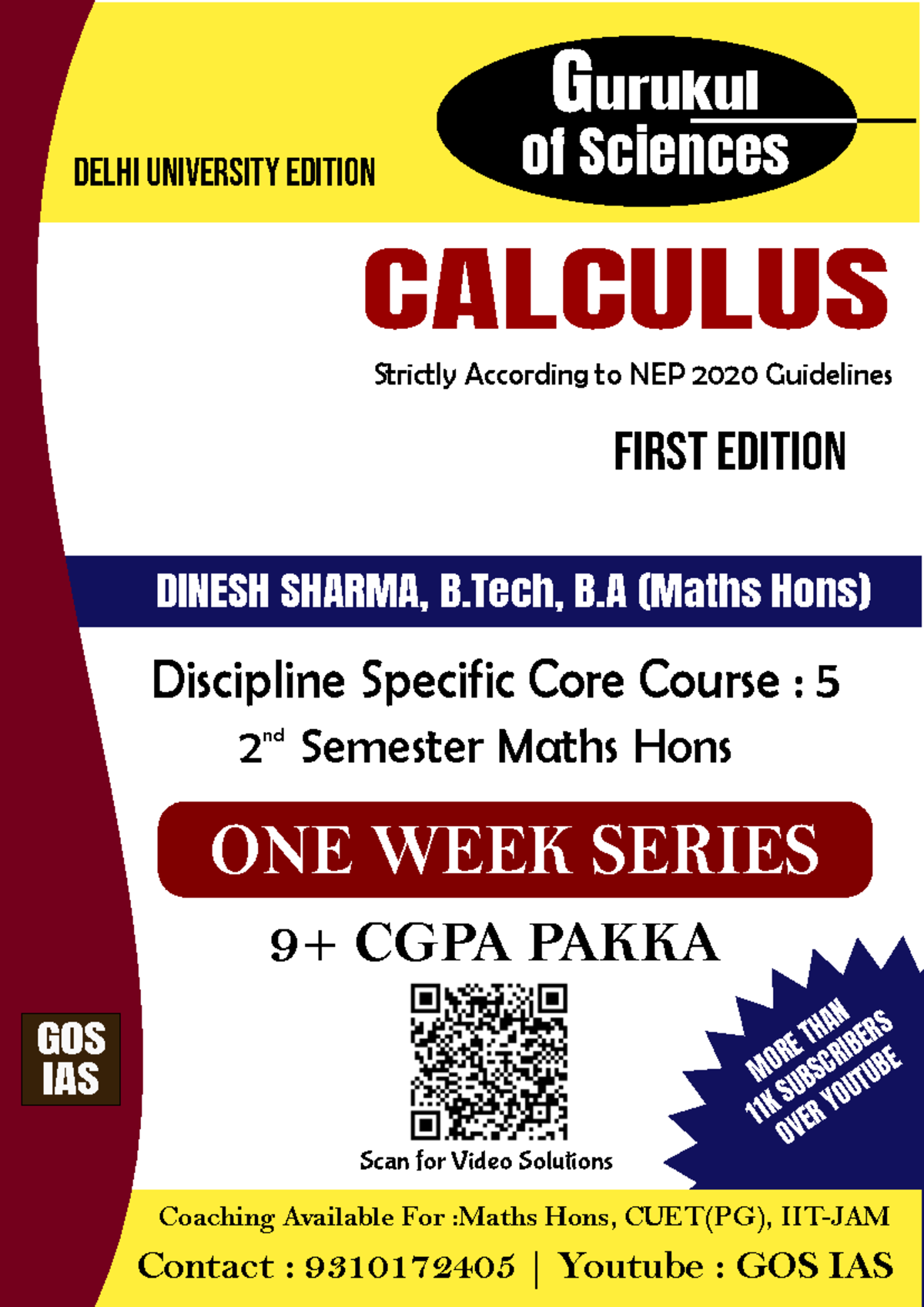 Calculus for 2nd Semester: One Week Revision Series (Course Code ...