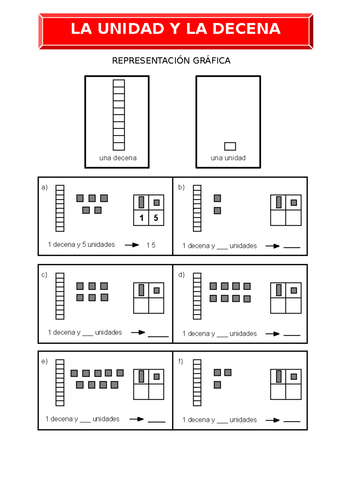 La Unidad y La Decena para Segundo de Primaria - REPRESENTACIÓN GRÁFICA ...