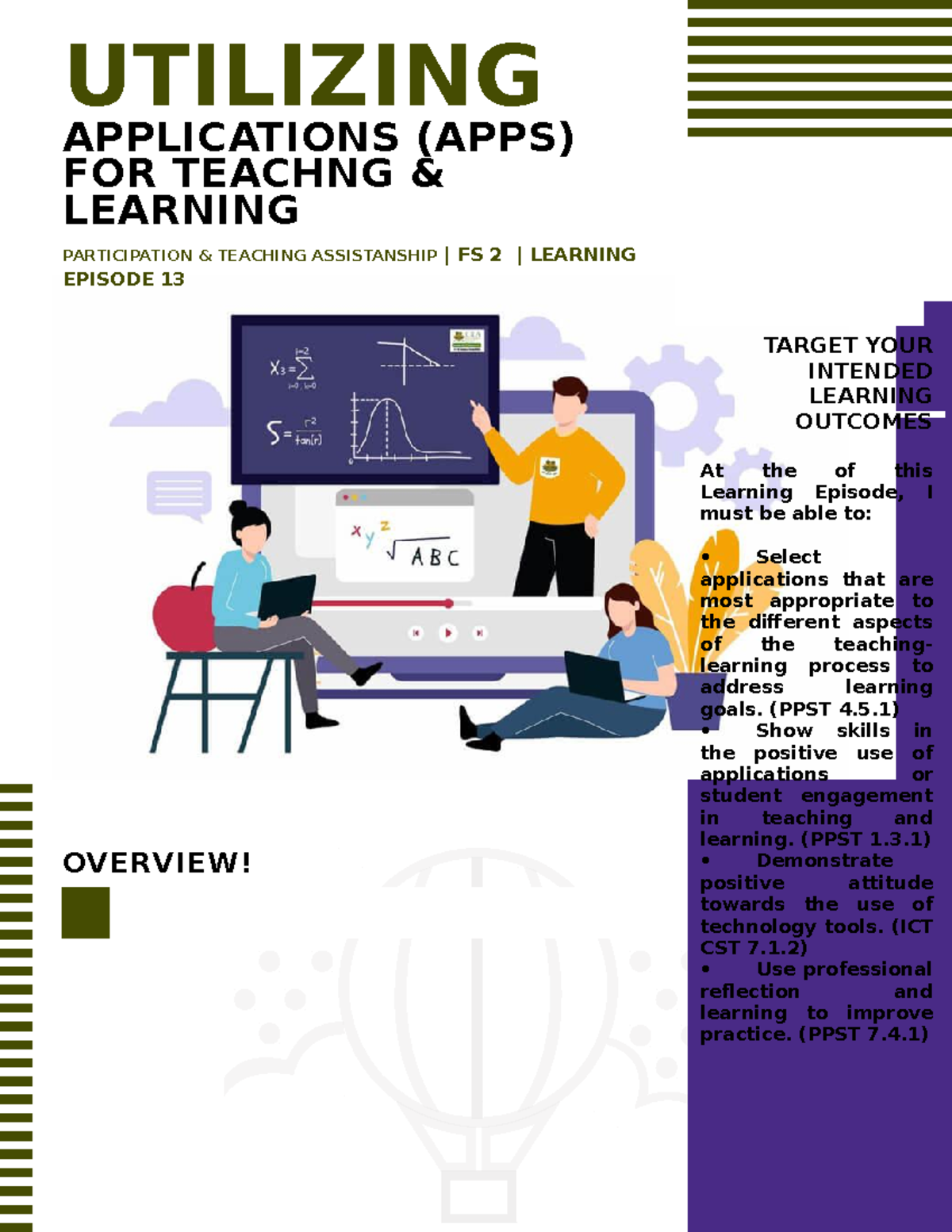 Learning Episode 13 - Field Study - UTILIZING APPLICATIONS (APPS) FOR ...
