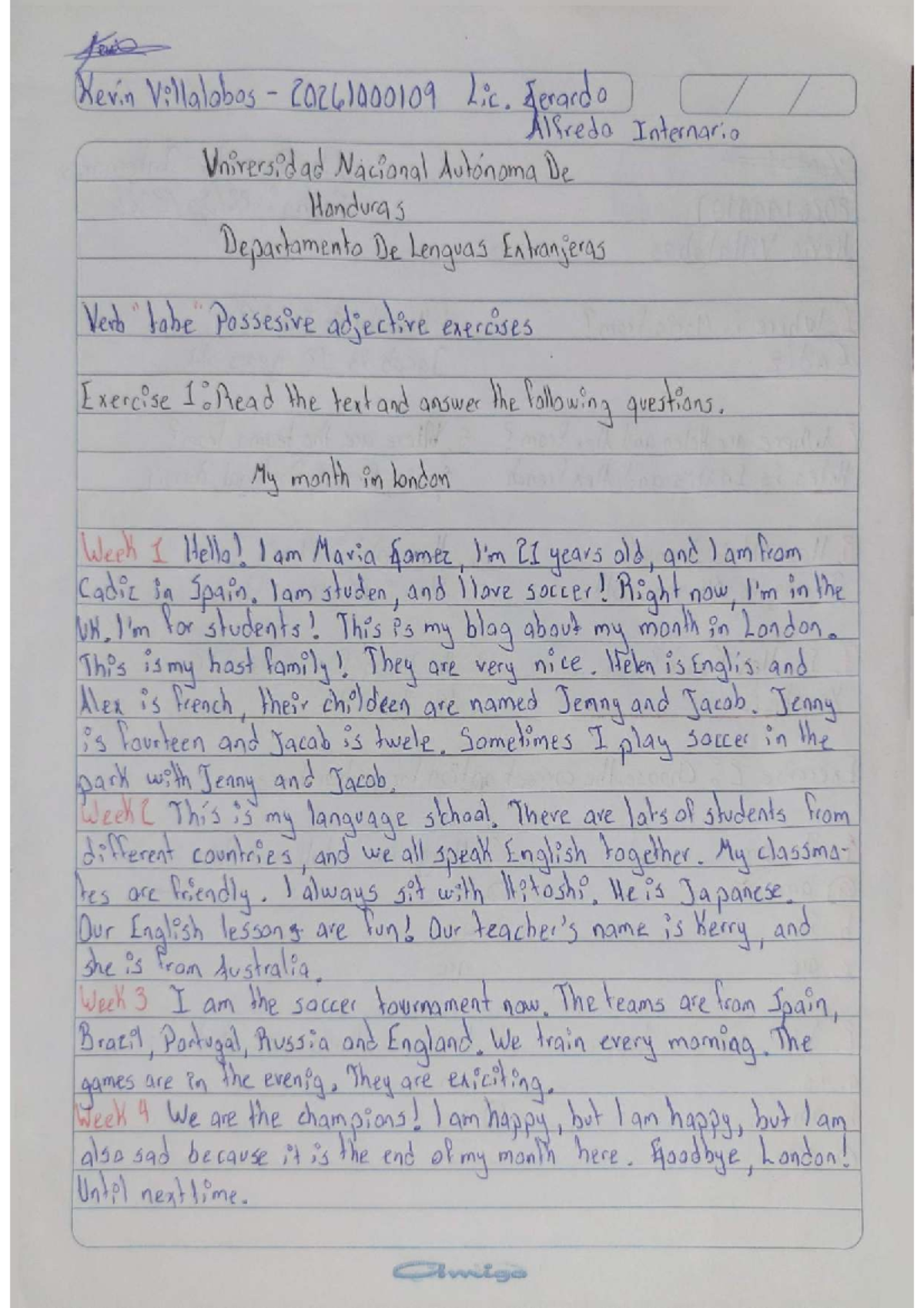 Verb to Be Exercises - Villalobos Kevin - Lic. Verardo Alfreda - Studocu